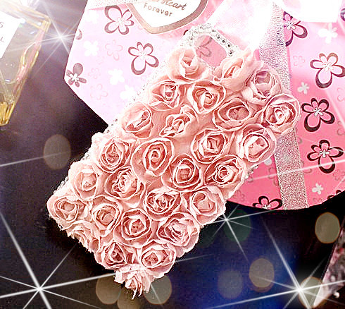 Bling Crystal Sparkle Rhinestones Pink Lace Roses Iphone 4s Case on Luulla